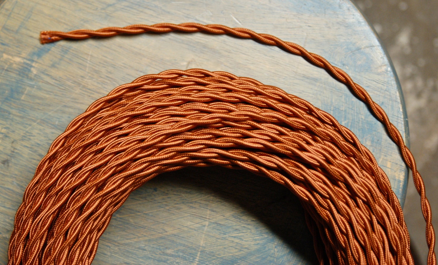 6 Feet: Copper Color Twisted Cloth Covered Wire Vintage Style | Etsy