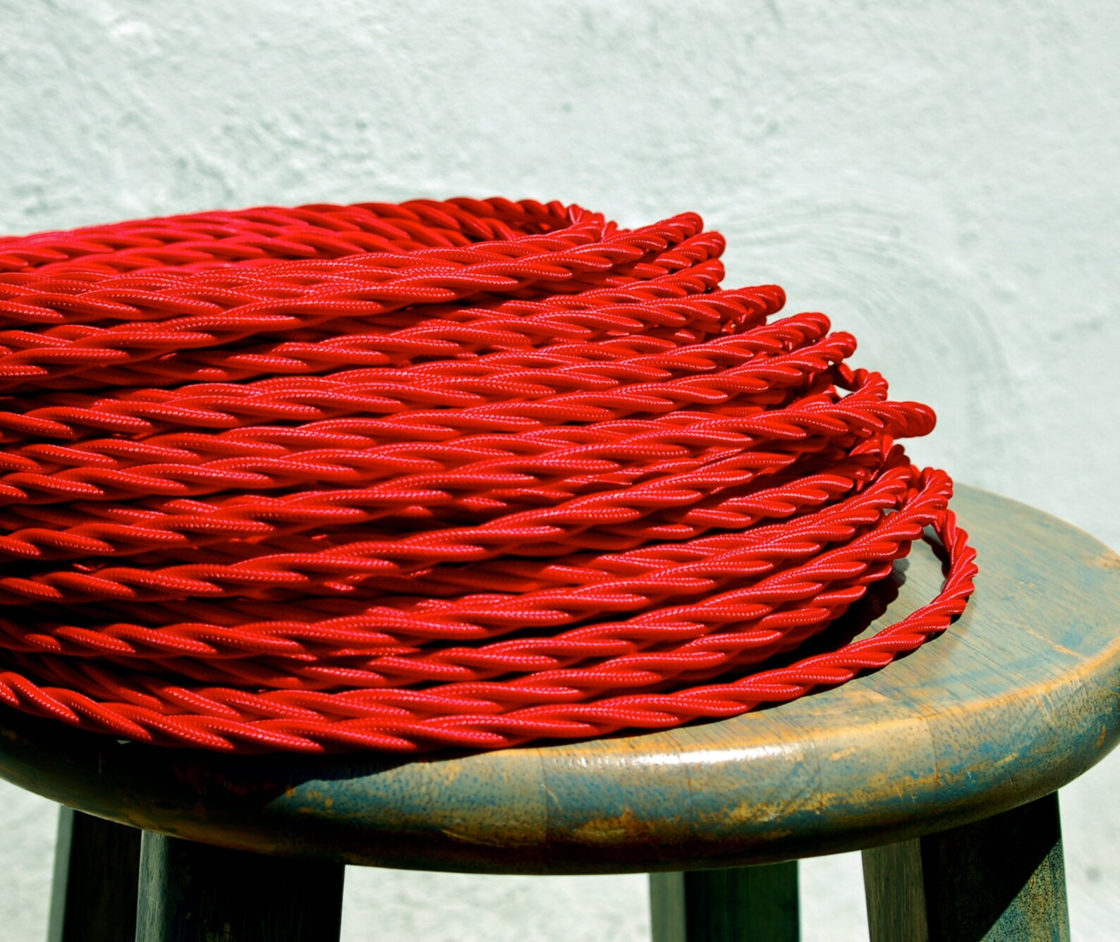 6 Feet: Red Cloth Covered 3-wire Twisted Cord, Vintage Style Rayon ...