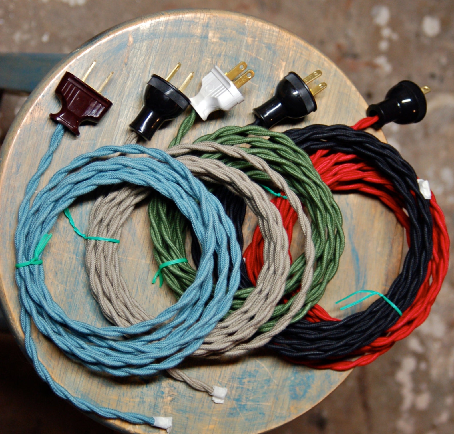 Custom Length Cord W/ Plug Attached, 26 Color Options, Twisted Wire ...