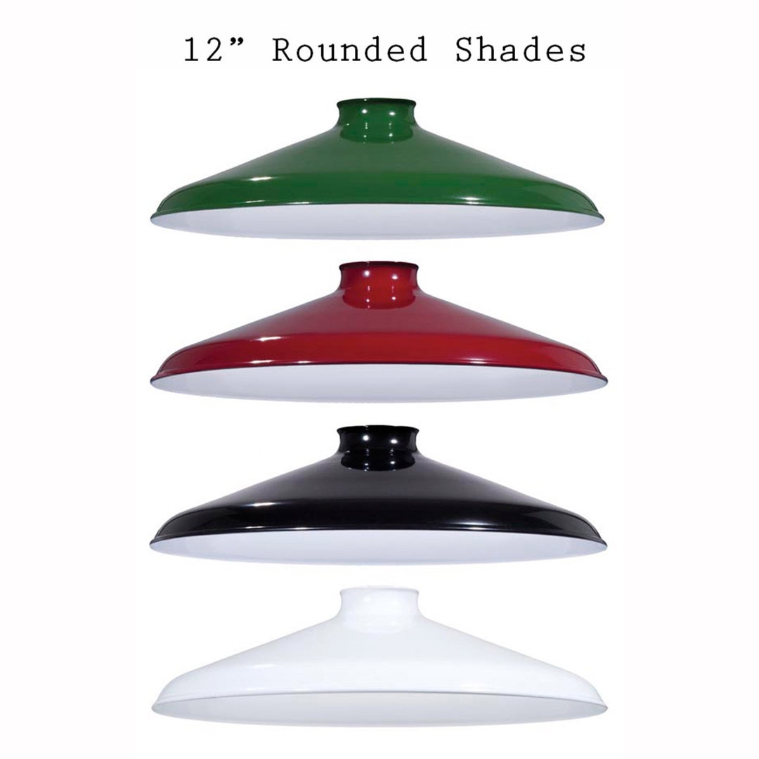 Porcelain Enamel Shade: 12" Rounded Metal Design, Choose Color - Top ...