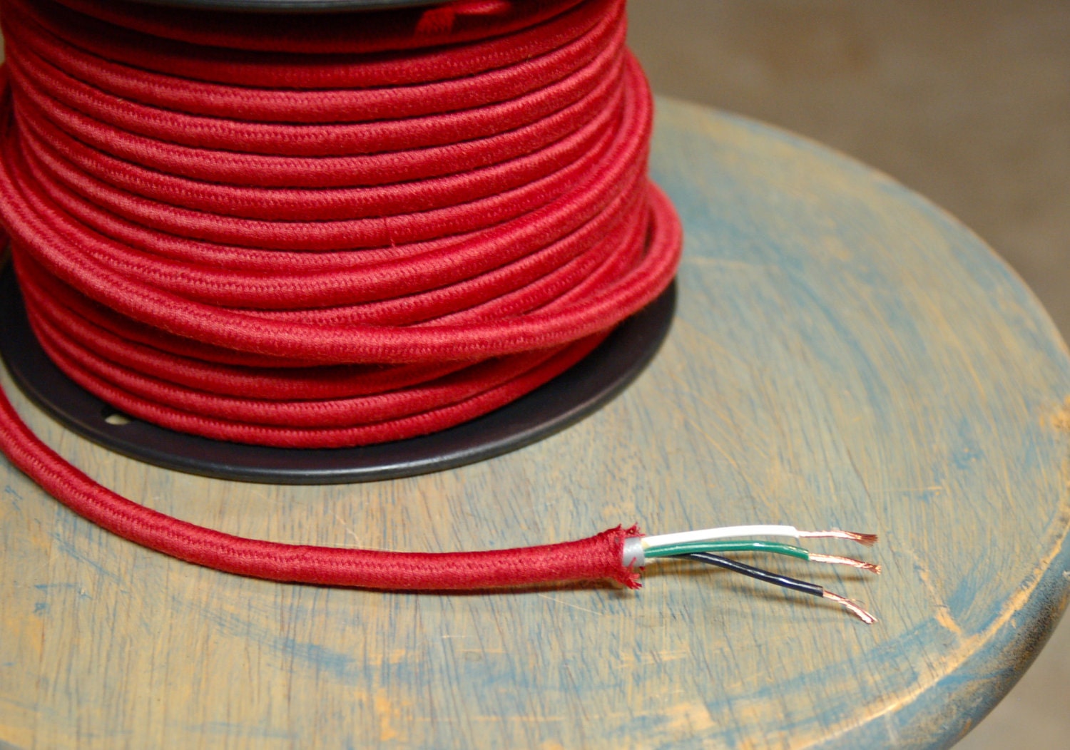 6 Feet: Red Cloth Covered 3-Wire Round Cord Vintage Style | Etsy