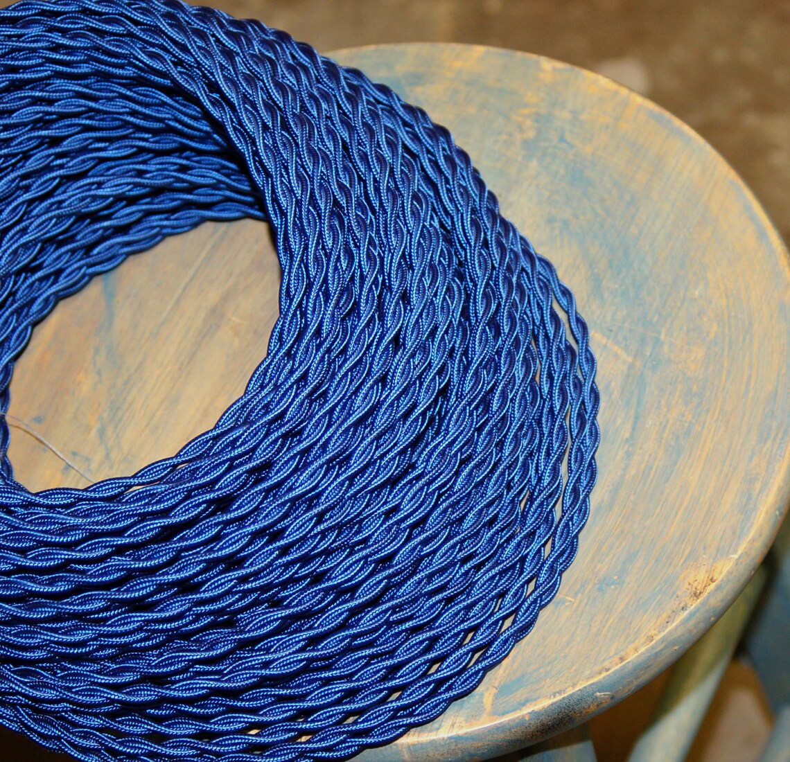 6 Feet: Royal Blue Twisted Cloth Covered Wire, Vintage Style Cloth Lamp ...