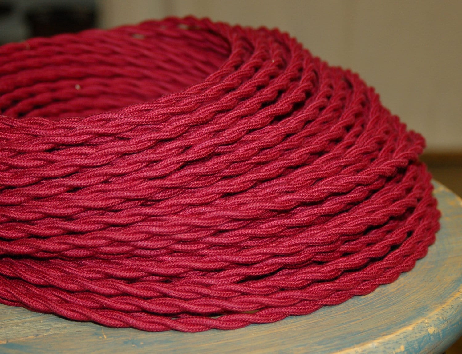 6 Feet: Red Wine/plum Twisted Cloth Covered Wire Vintage - Etsy