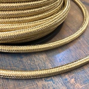 20 Feet: Metal Braided 3-wire Round Cord, Vintage Industrial Style Lamp ...