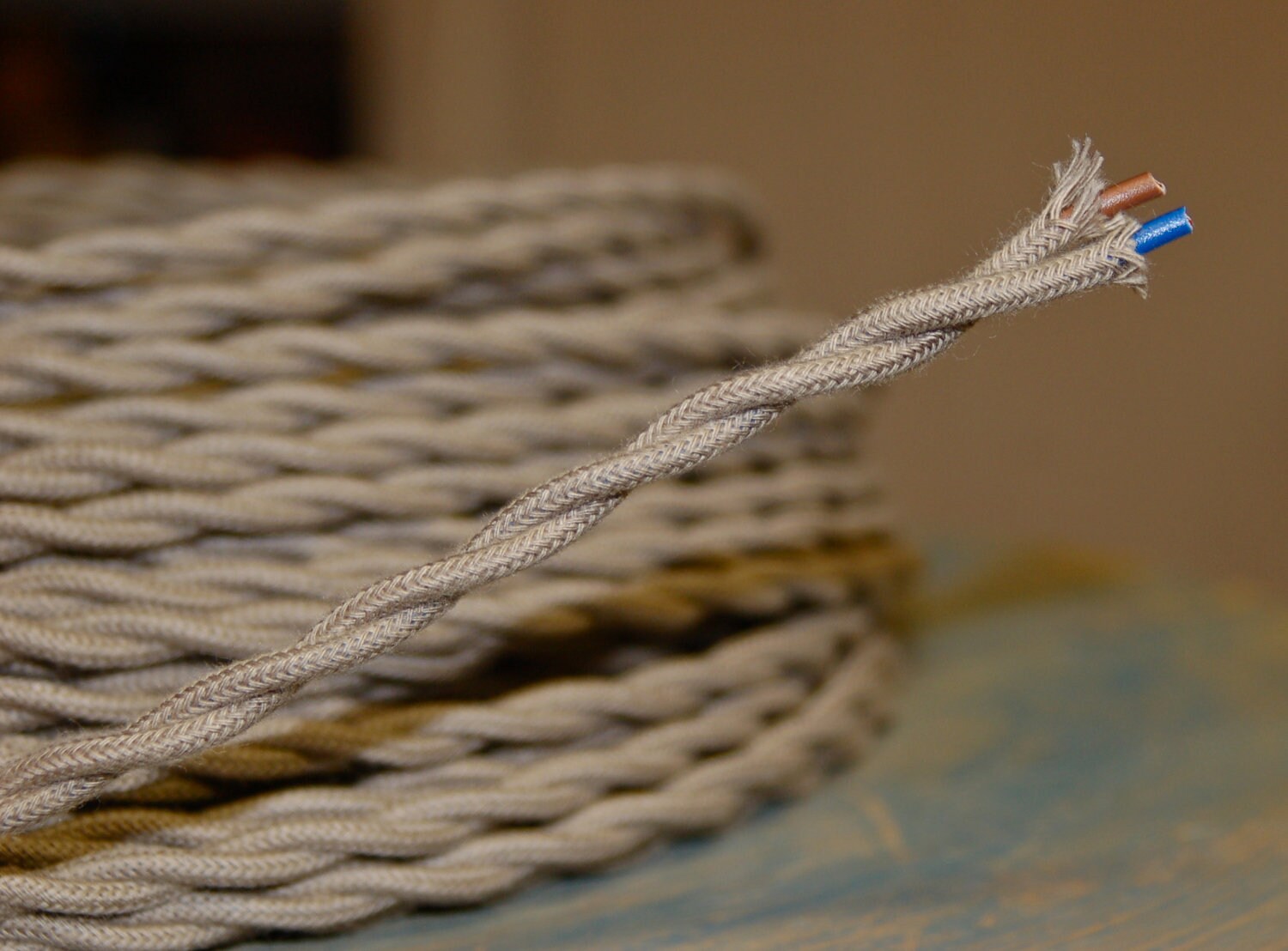 6 Feet: Clay Color Twisted Cloth Covered Wire, Vintage Style Cloth Lamp ...