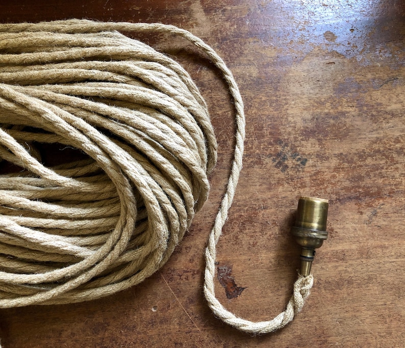 6 Feet: Natural Jute Covered (rope Style) Twisted Wire, Vintage Hemp ...