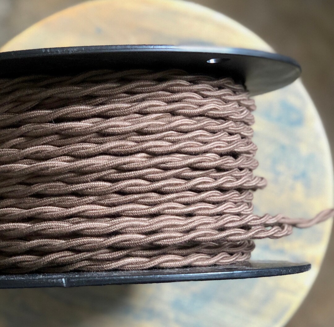 6 Feet: Cloth Covered 16 Gauge Twisted Wire - Brown Cotton Thread ...