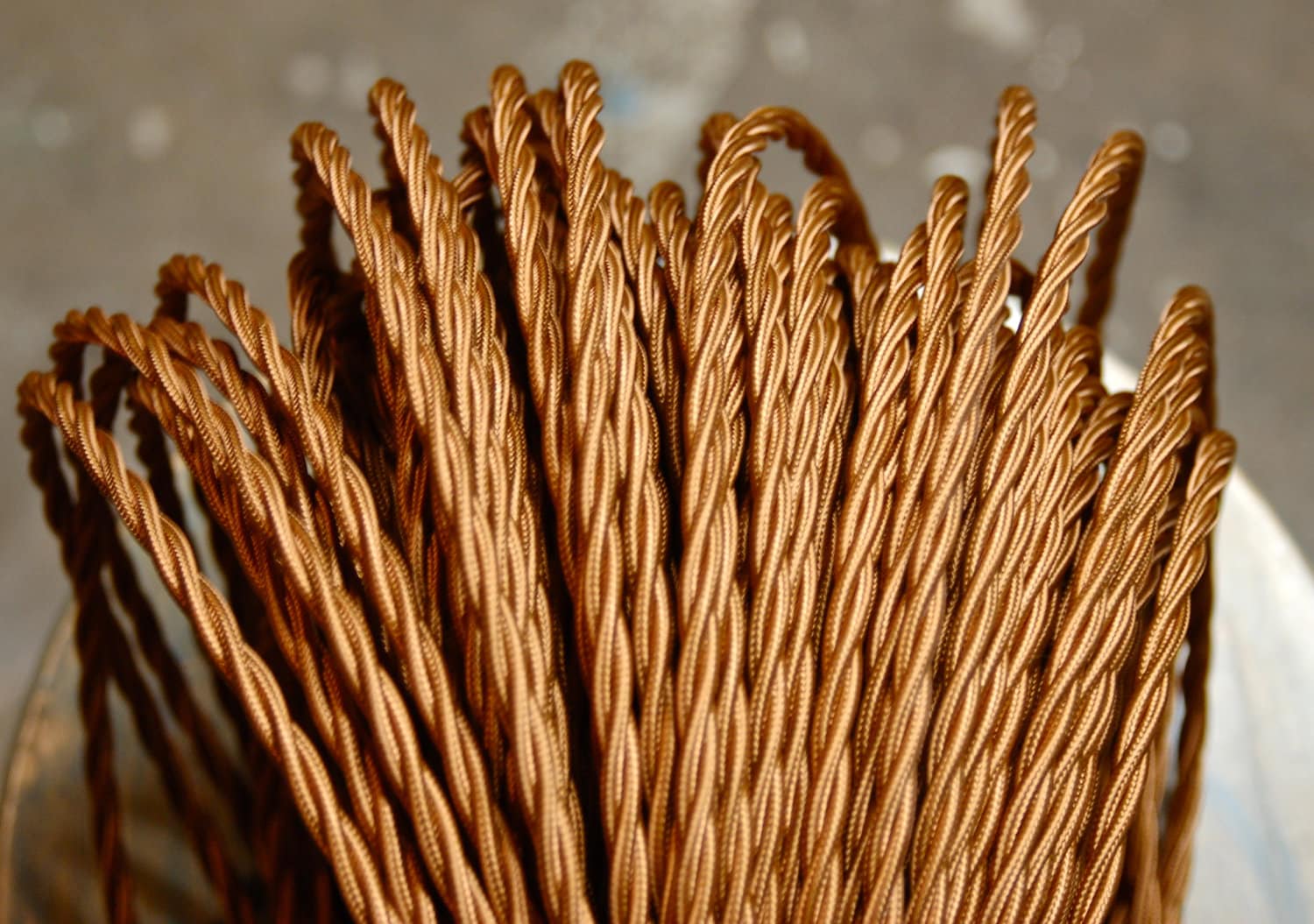 6 Feet: Bronze Cloth Covered 3-wire Twisted Cord Vintage - Etsy