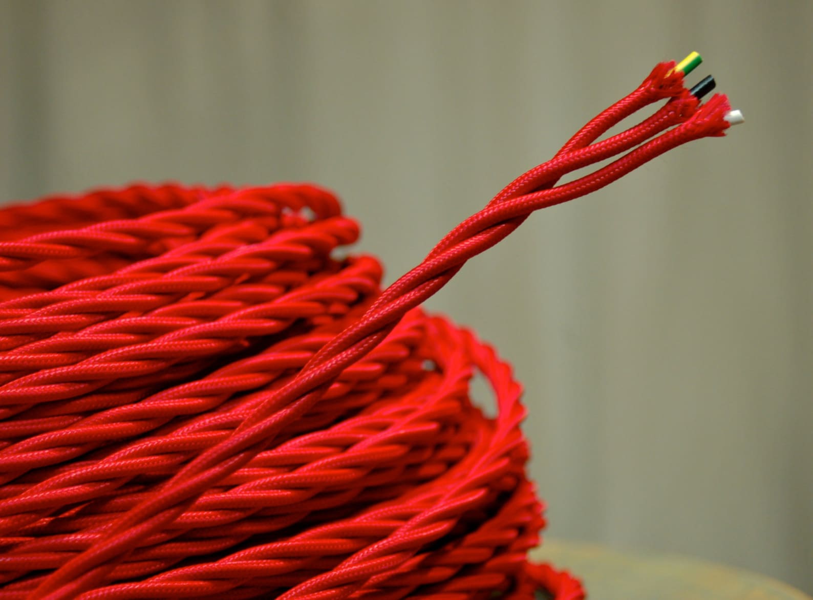 6 Feet: Red Cloth Covered 3-wire Twisted Cord, Vintage Style Rayon ...