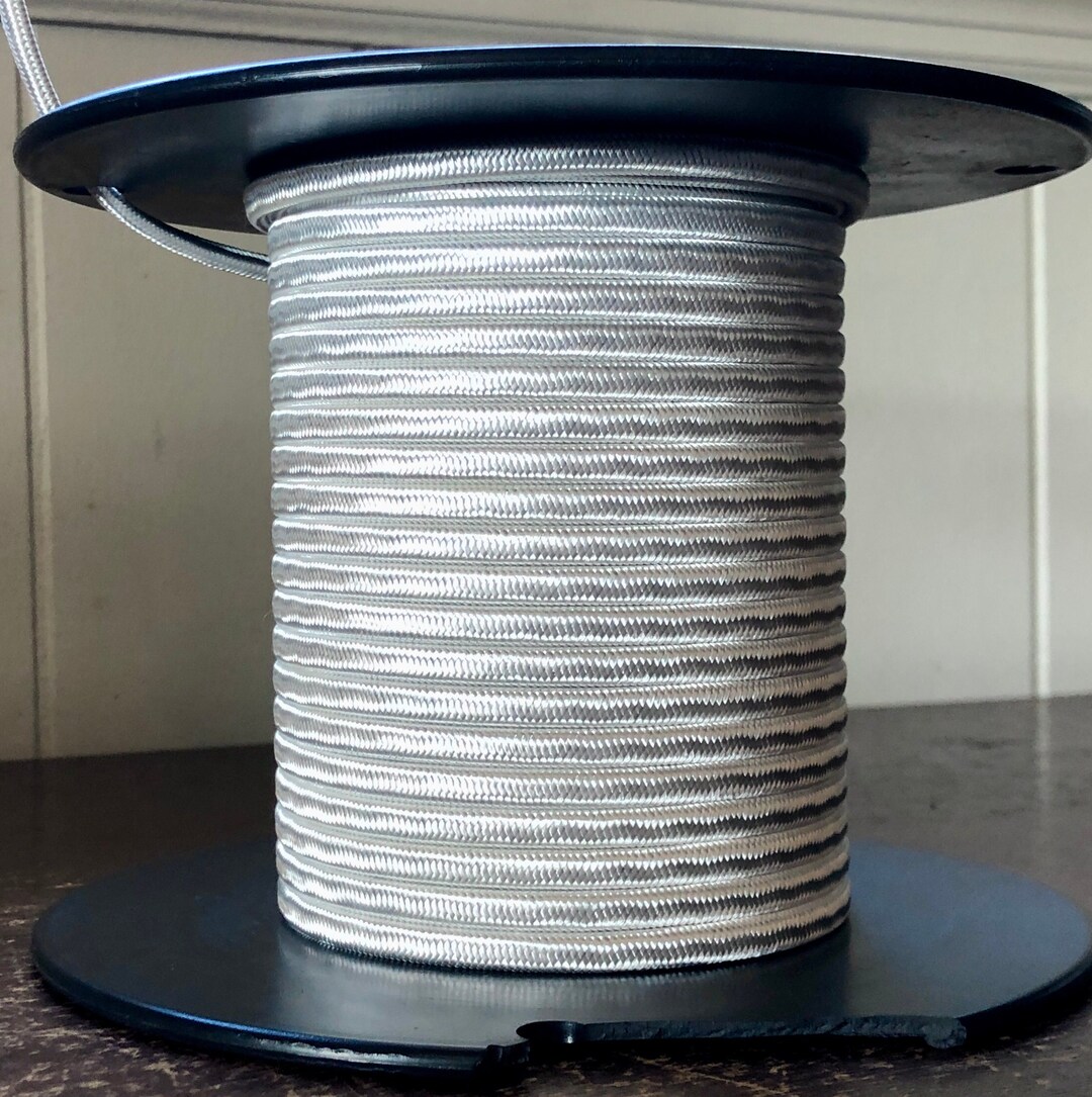 6 Feet: White 2-wire Cloth Covered Cord, Vintage Style Cloth Electrical ...