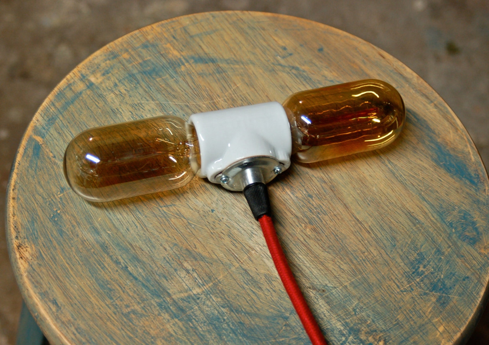 Two Sided Porcelain Light Socket - Twin Lamp Holder, Double Bulbs - Top ...