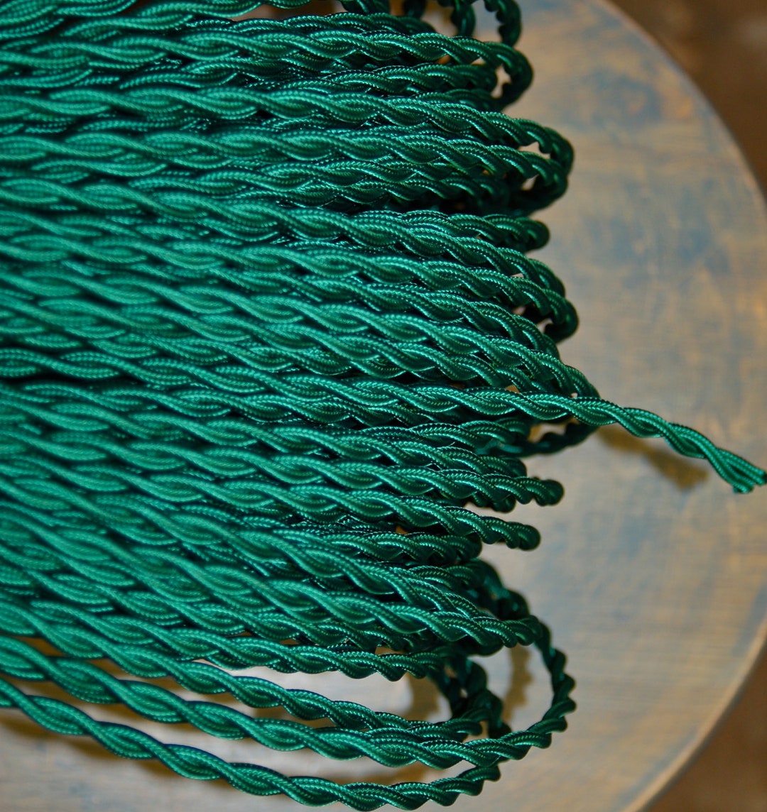 6 Feet: Green Twisted Cloth Covered Wire, Vintage Style Cloth Lamp Cord ...