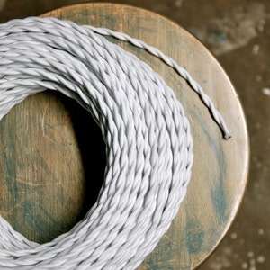 6 Feet: White Cotton Twisted Cloth Covered Wire, Vintage Style Cloth ...