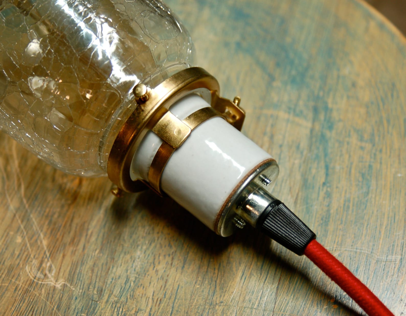 Large Lipped Porcelain Light Socket - Vintage Lamp Holder W Shoulder ...