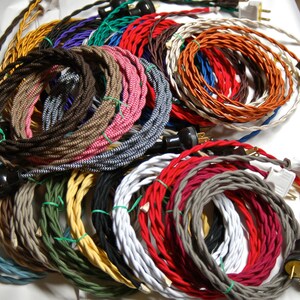 8 Foot Cloth Wire W/ Plug Attached, 26 Color Options, Twisted Cord ...