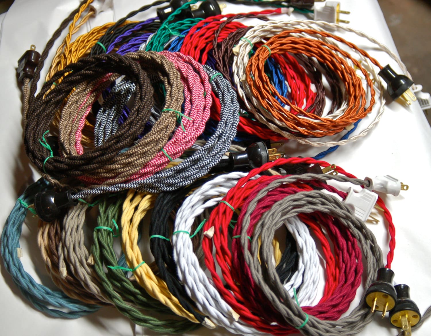 8 Foot Cloth Wire W/ Plug Attached 26 Color Options Twisted - Etsy