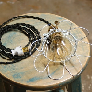 White Wire Bulb Cage, Clamp on Lamp Guard, for Vintage Trouble Lights ...