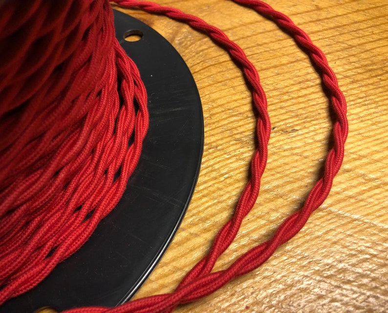 6 Feet: Red Cotton Twisted Cloth Covered Wire, Vintage Style Cloth Lamp ...