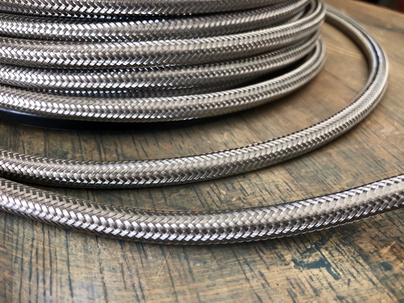 6 Feet Steel Metal Braided 3-wire Round Cord Vintage Style - Etsy
