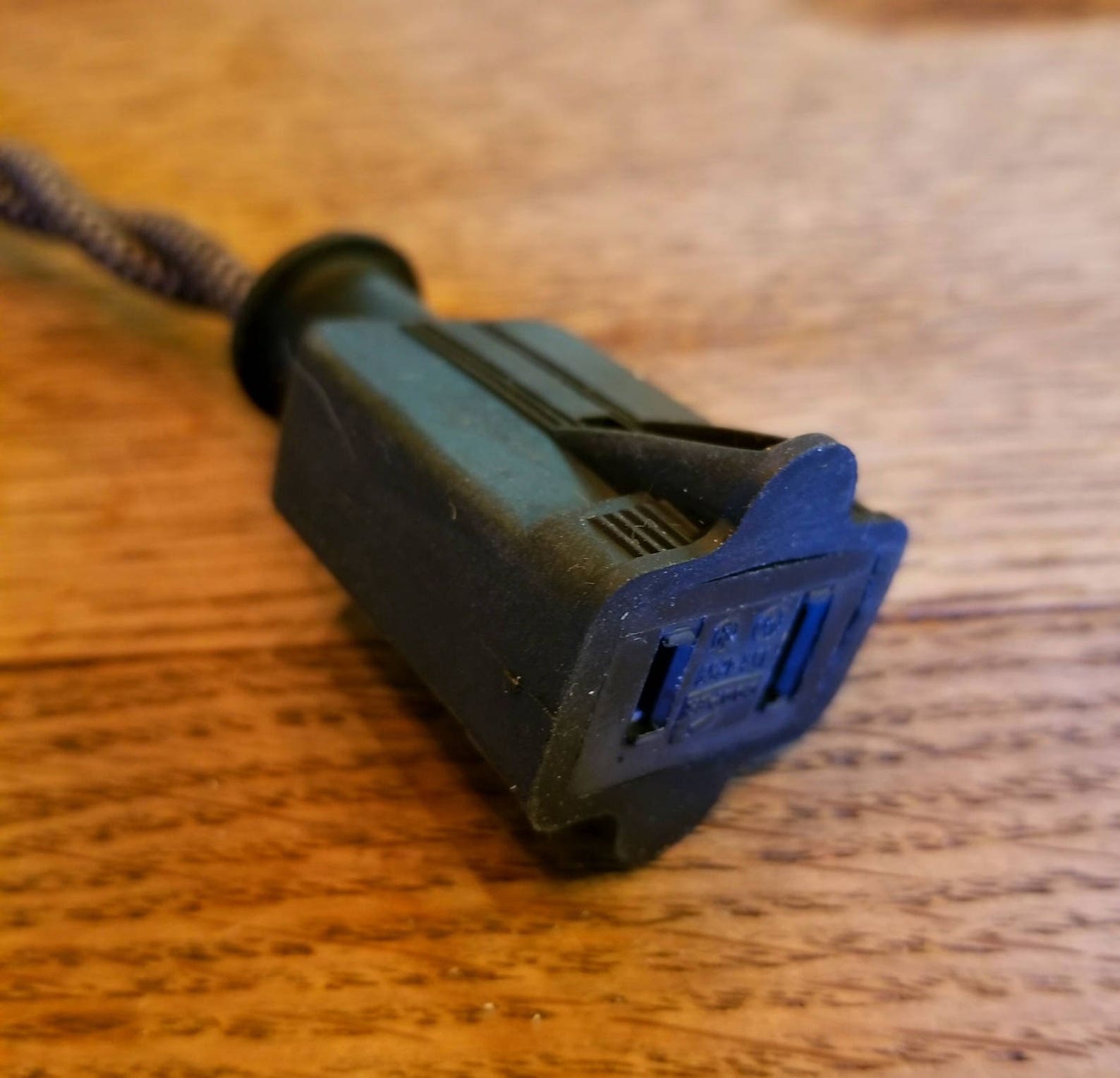2 Prong Female Electrical Outlet - Black Cord Receptacle Connector ...