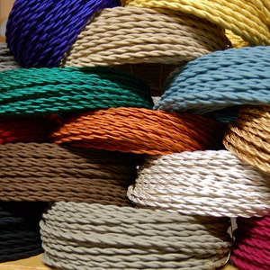 8 Foot Cloth Wire W/ Plug Attached, 26 Color Options, Twisted Cord ...