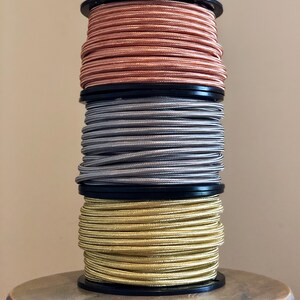 20 Feet: Metal Braided 3-wire Round Cord, Vintage Industrial Style Lamp ...