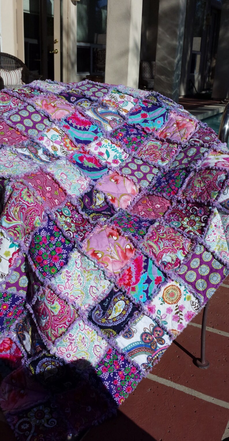 Bright, Old World Looking, Purple Rag Quilt - Etsy