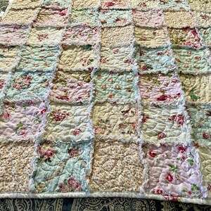 Baby Girl, Pink Rose, Rag Quilt - Etsy