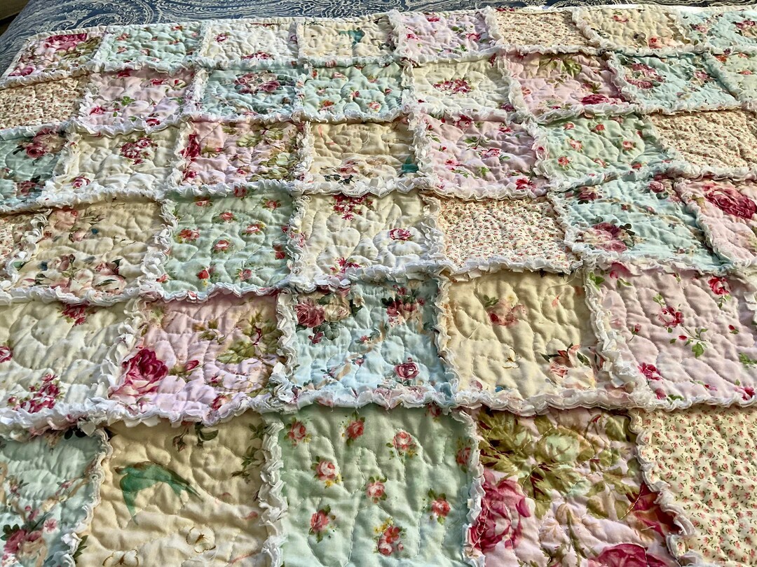 Baby Girl, Pink Rose, Rag Quilt - Etsy
