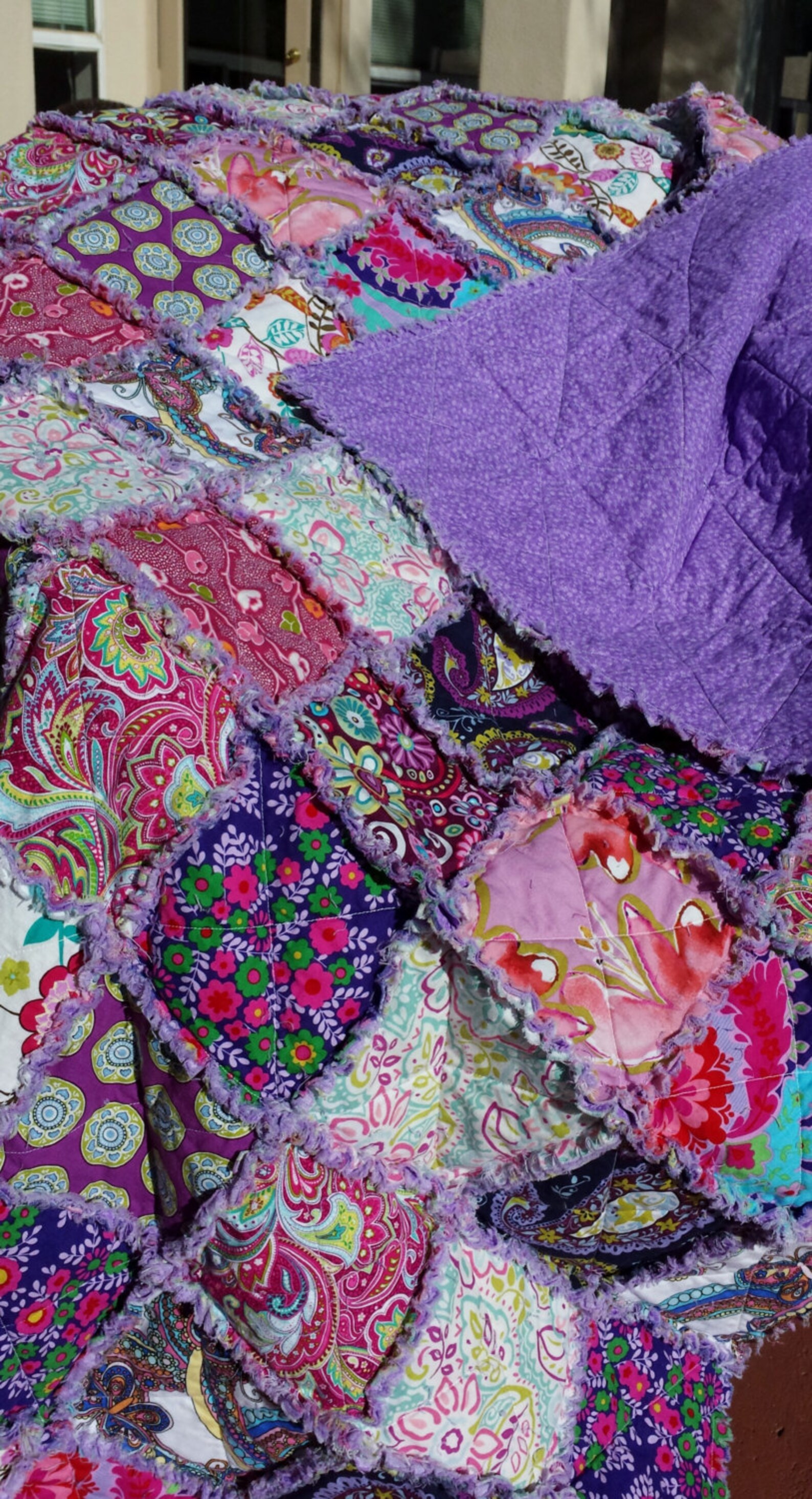 Bright, Old World Looking, Purple Rag Quilt - Etsy