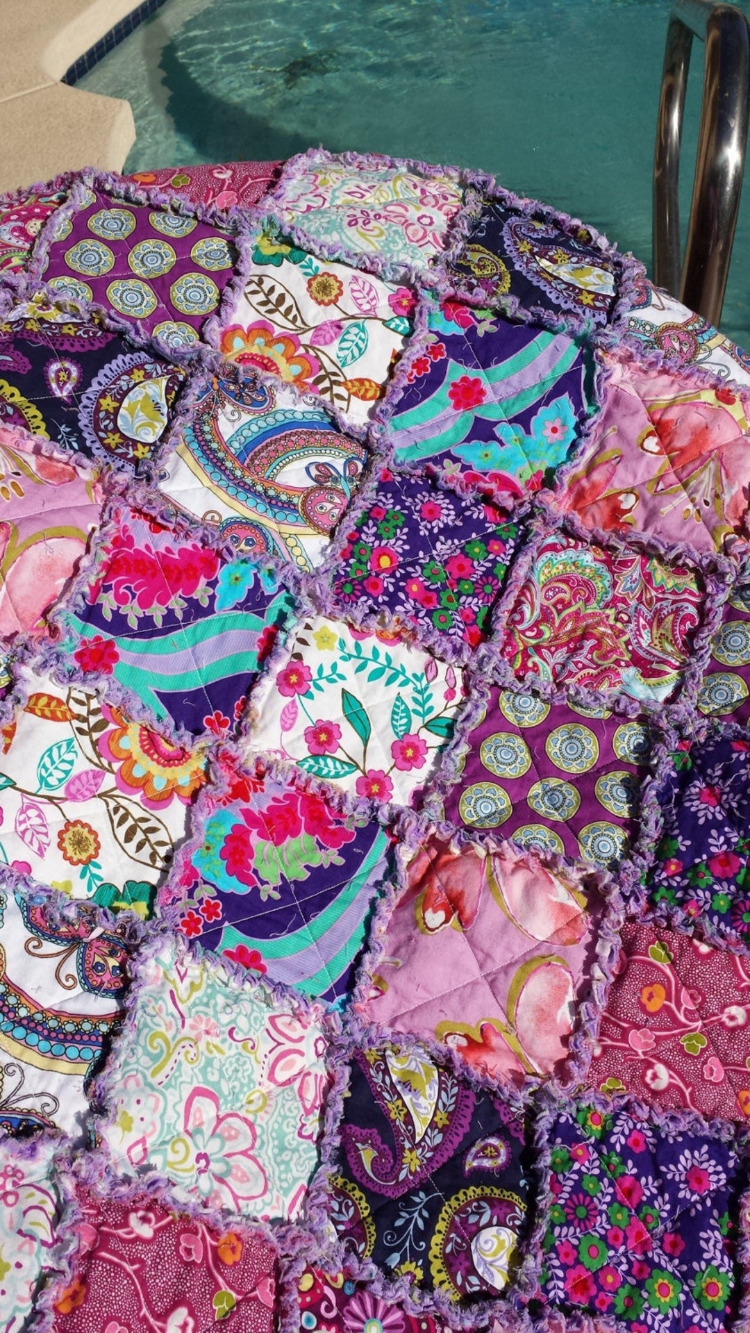 Bright, Old World Looking, Purple Rag Quilt - Etsy