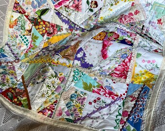 Vintage Hanky Handkerchief Rag Quilt Shabby Chic Quilt Blanket - Etsy