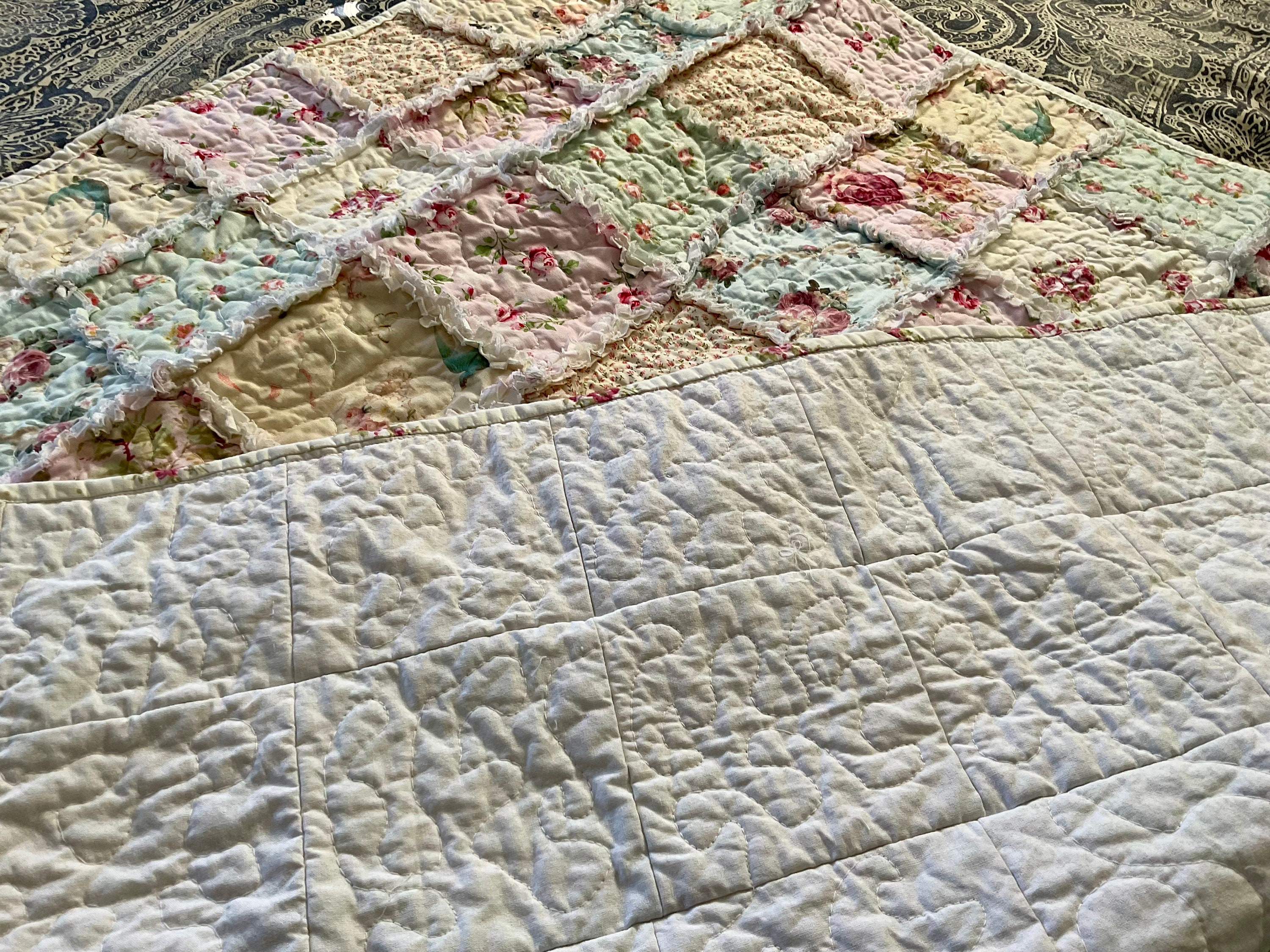 Baby Girl, Pink Rose, Rag Quilt - Etsy