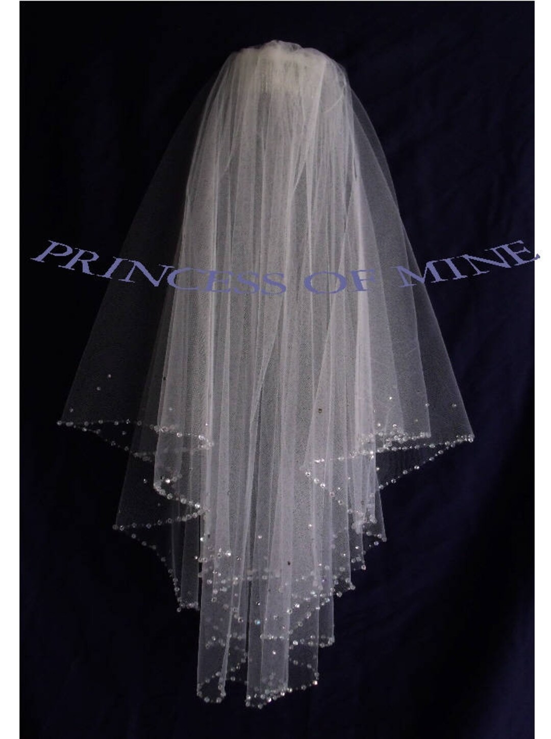 Petal Cut Veil, Cascade Veil, 2 Tier Beaded Veil, Crystal Edge Wedding ...