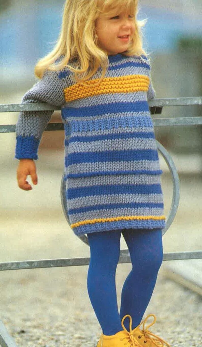 Knitting Pattern Girls Dress, Knitted Dress, Frock, Size 22ins 27ins ...