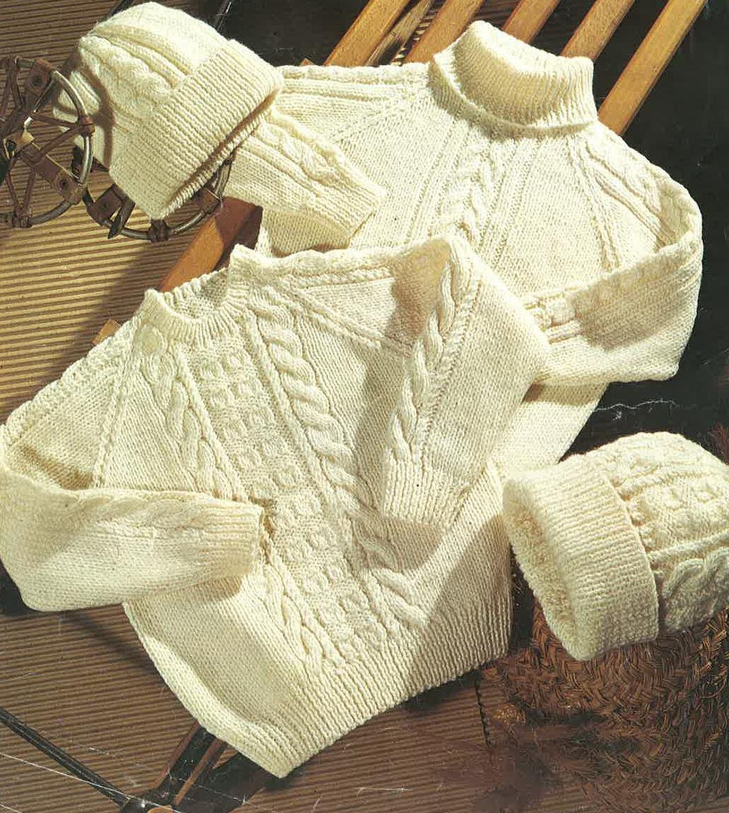 Knitting Pattern Children Jumper, Childrens Sweater, Hat, Size 24ins ...