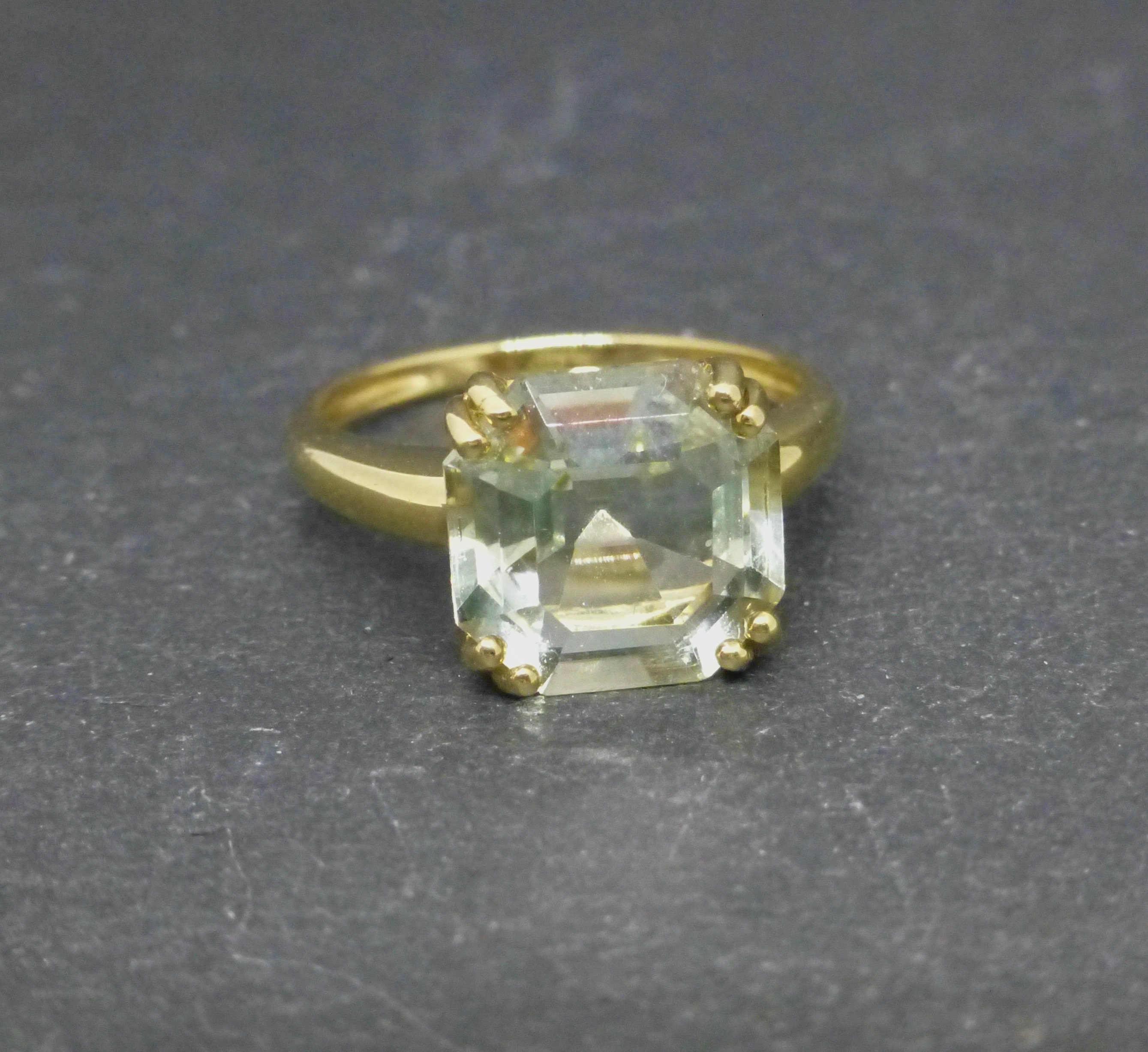 9K Gold and Pale Green Quartz Ring - Etsy