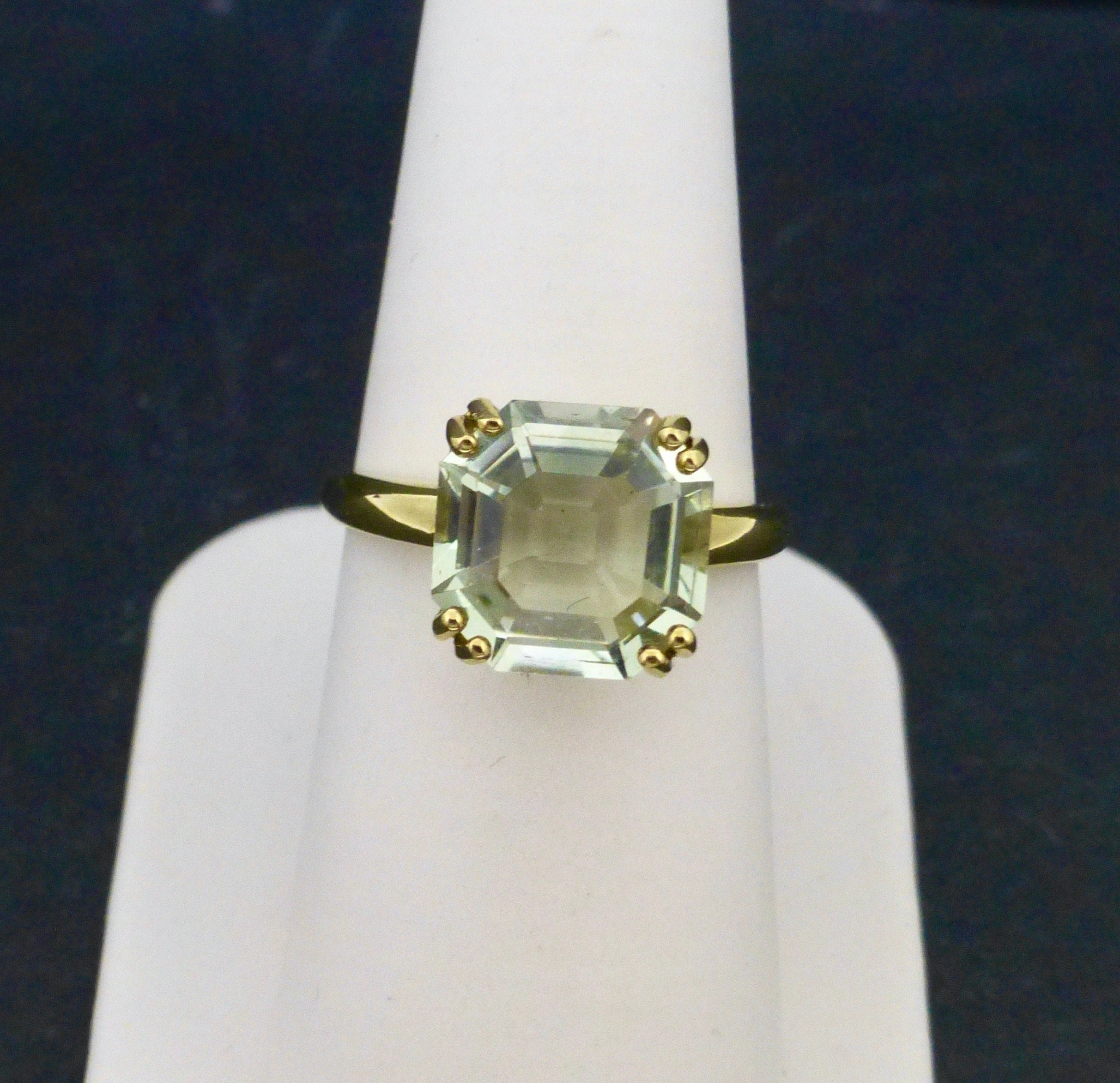 9K Gold and Pale Green Quartz Ring - Etsy