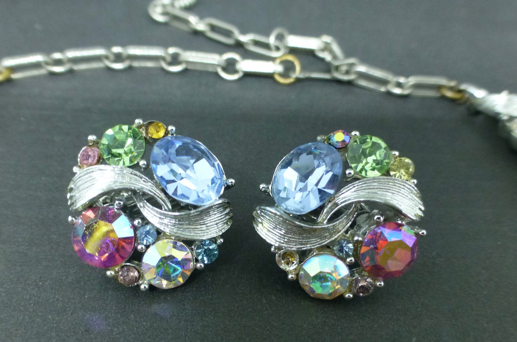 Lisner Pastel Crystal Necklace and Earrings - Etsy