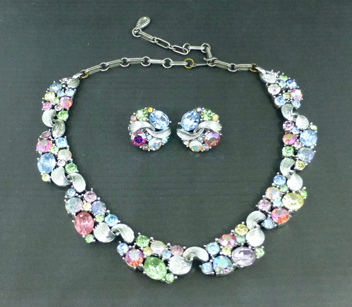 Lisner Pastel Crystal Necklace and Earrings - Etsy