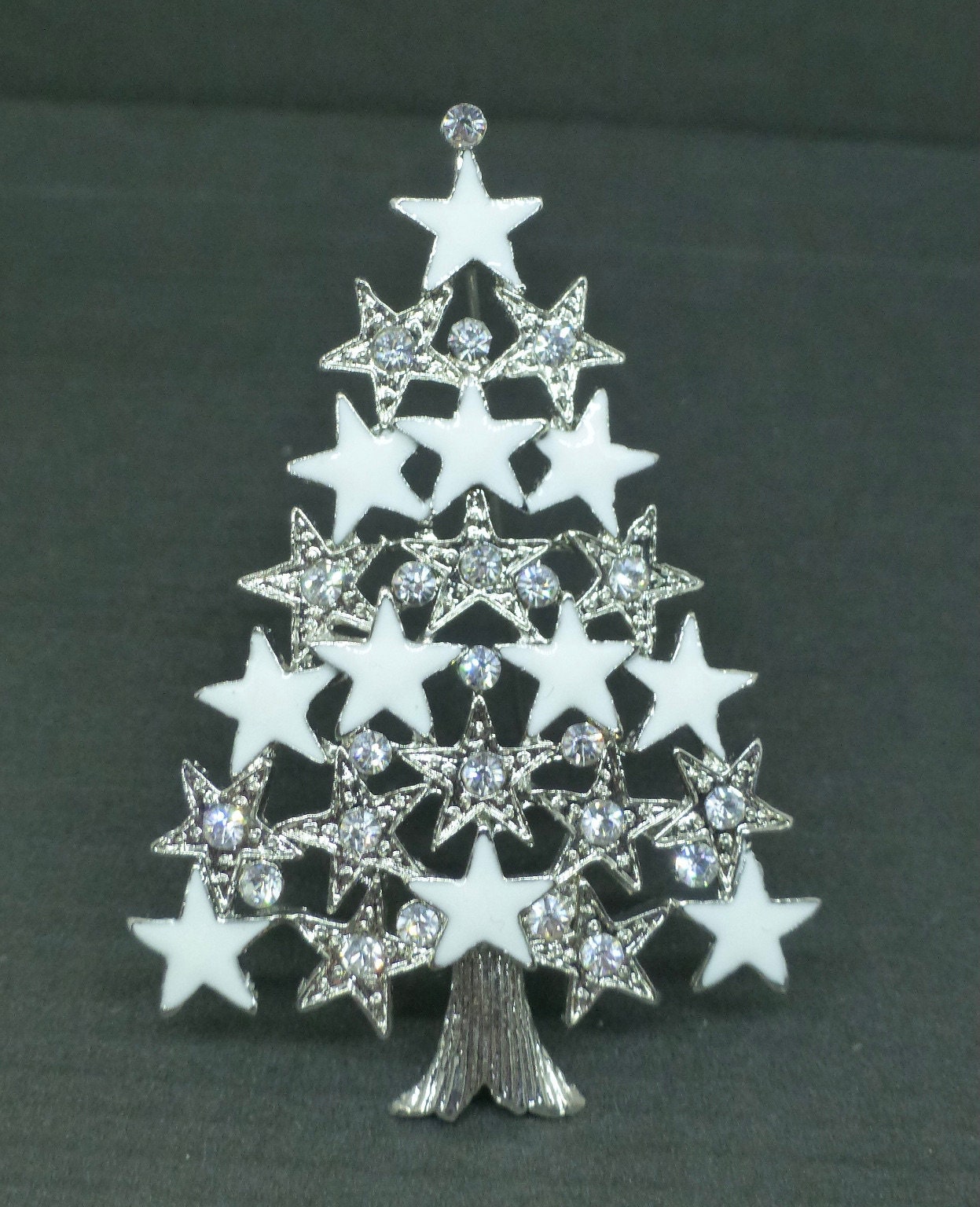 White and Clear Christmas Tree Pin - Etsy