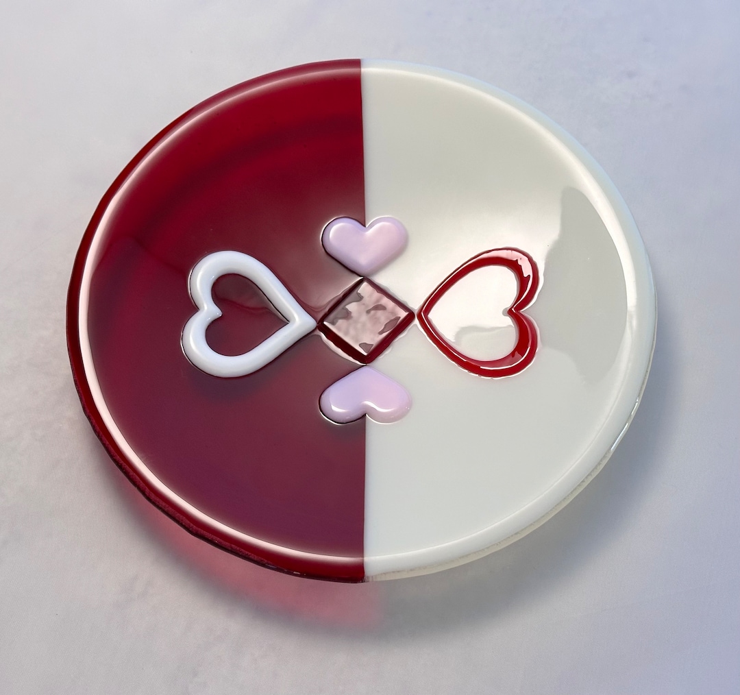 Hearts Align Fused Glass Plate - Etsy
