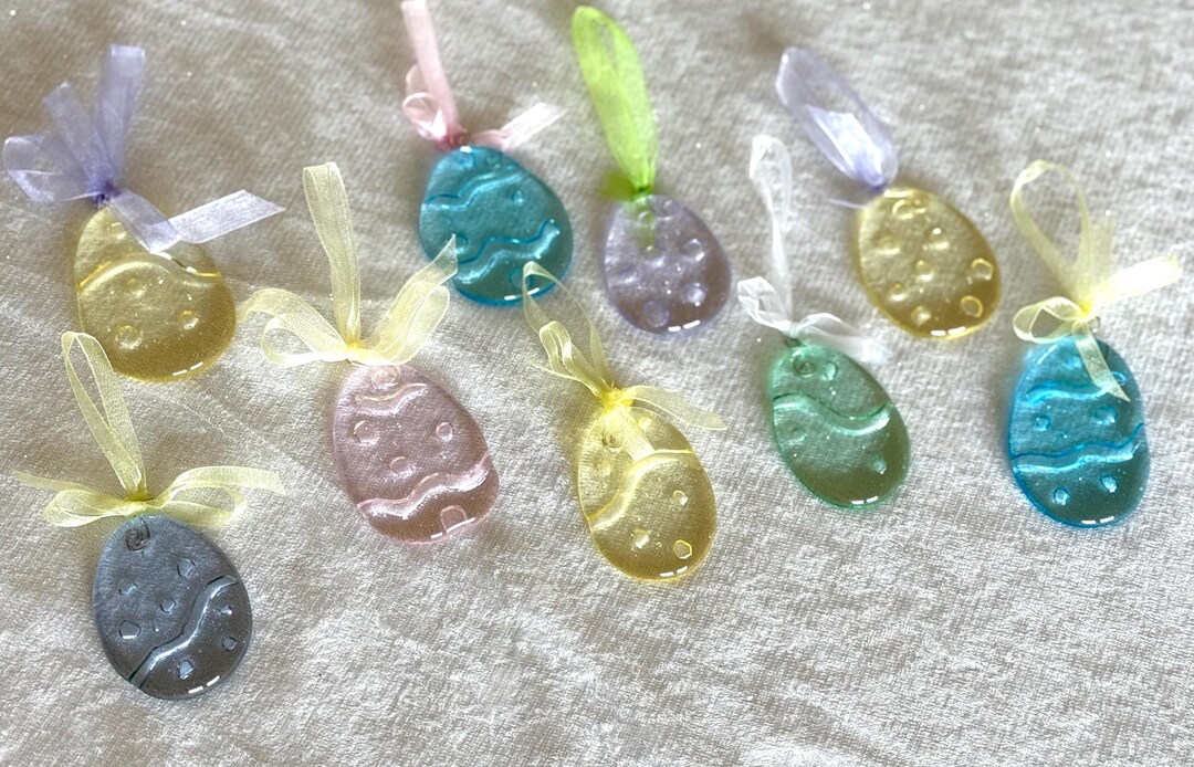 Fused Glass Bas Relief Easter Egg Ornaments - Etsy