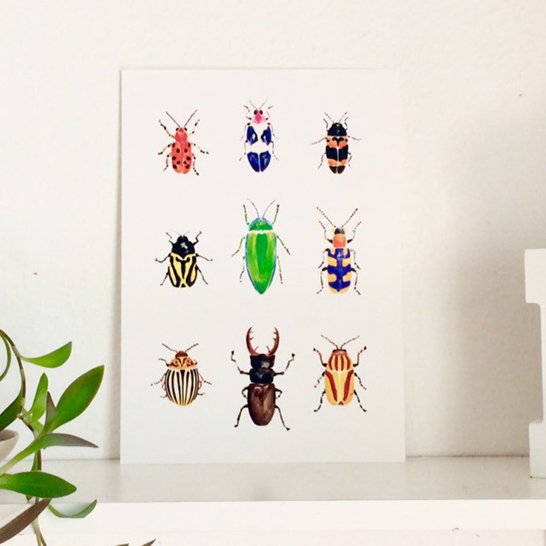 Beetle Print. A4 or A3 the Beetles Art Print. Bug Print. Kids Room ...