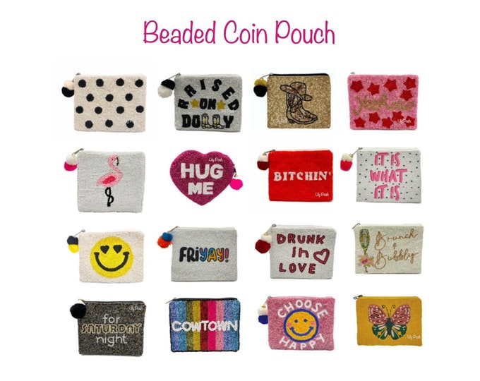 Handmade Seed Beaded Beachy Starfish Shell Coin Bag Purse Boho Tropical ...