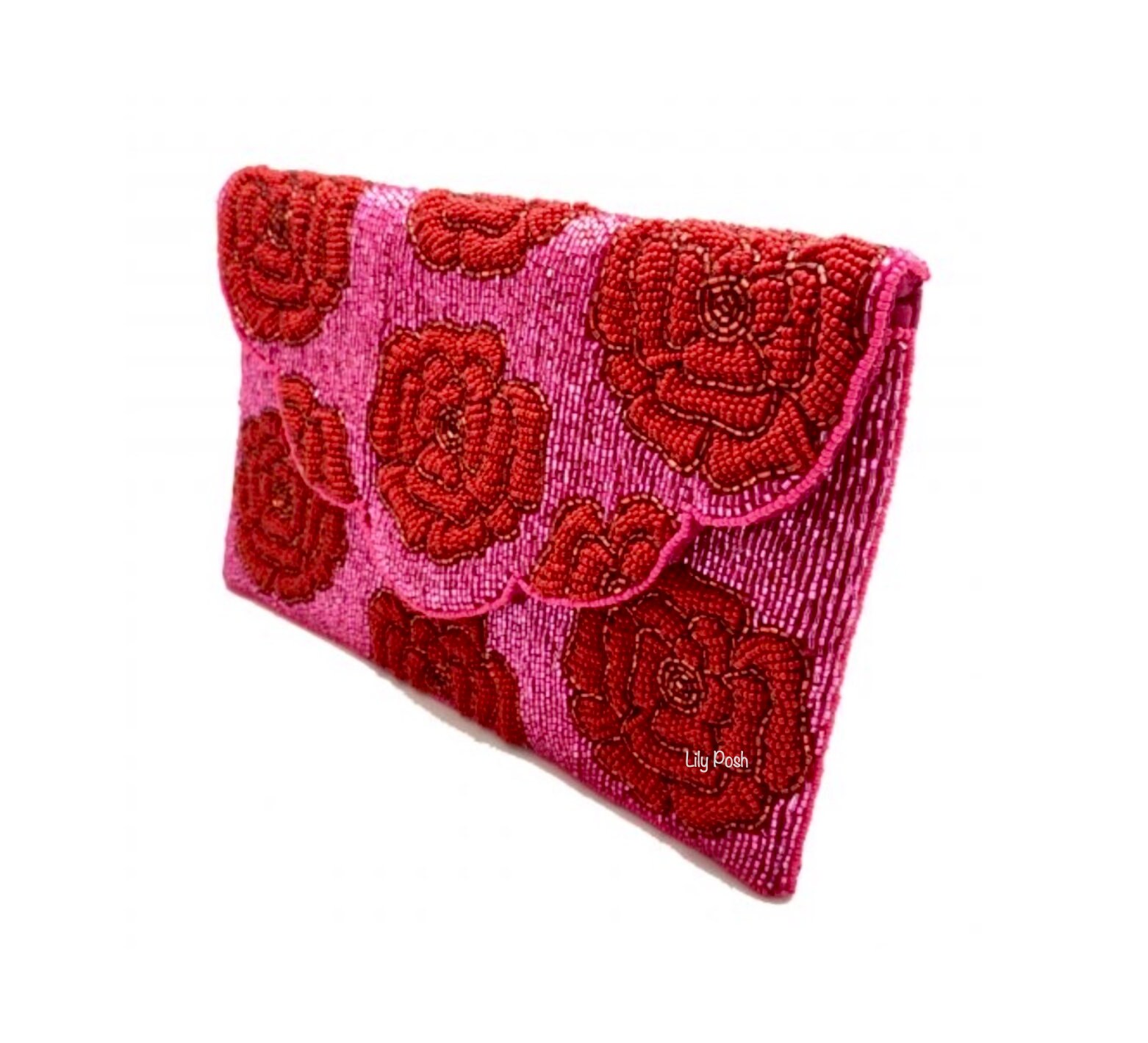 Red Rose Beaded Clutch Bag Crossbody Bag Seed Bead Clutch - Etsy