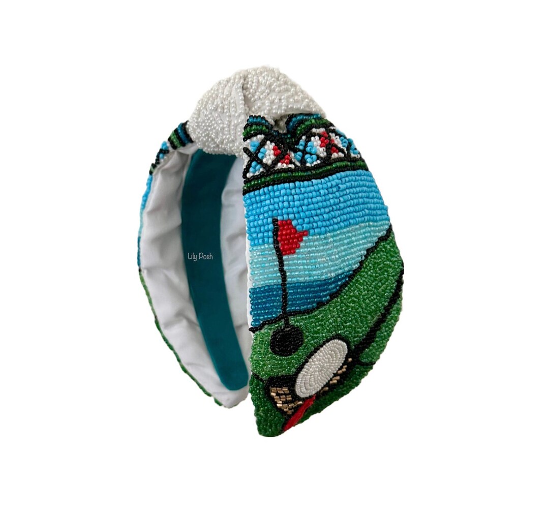 NEW Golf Headband, Golf Earring, Seed Bead Earring, Golf Bag, Gold Club ...