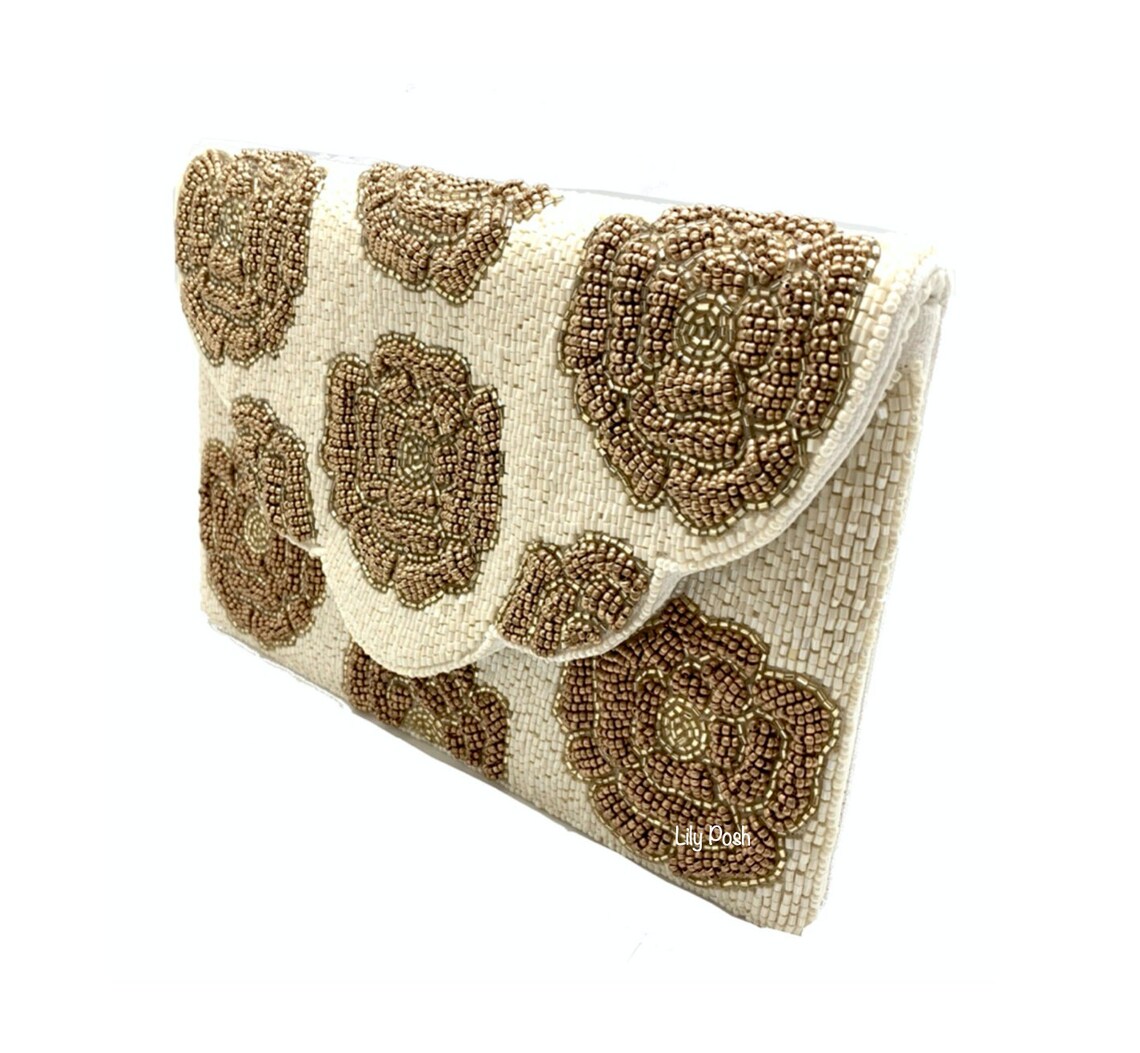 Red Rose Beaded Clutch Bag Crossbody Bag Seed Bead Clutch - Etsy