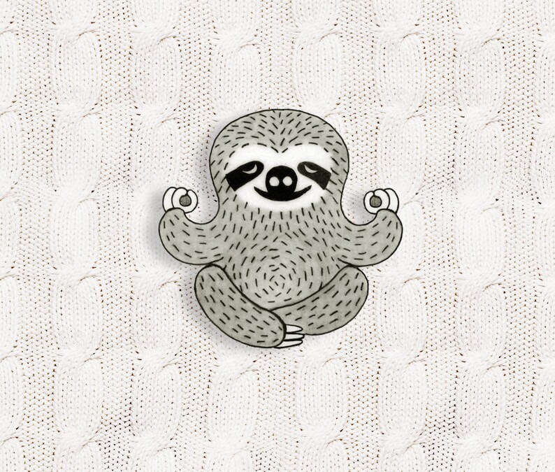 Sloth Pin Zen Sloth Pin Sloth Brooch Sloth Jewelry Sloth - Etsy