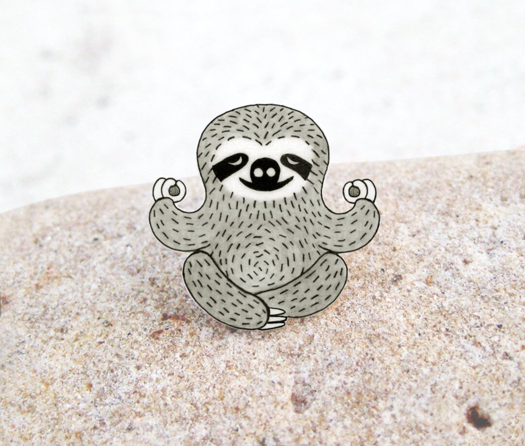 Sloth Pin Zen Sloth Pin Sloth Brooch Sloth Jewelry Sloth - Etsy